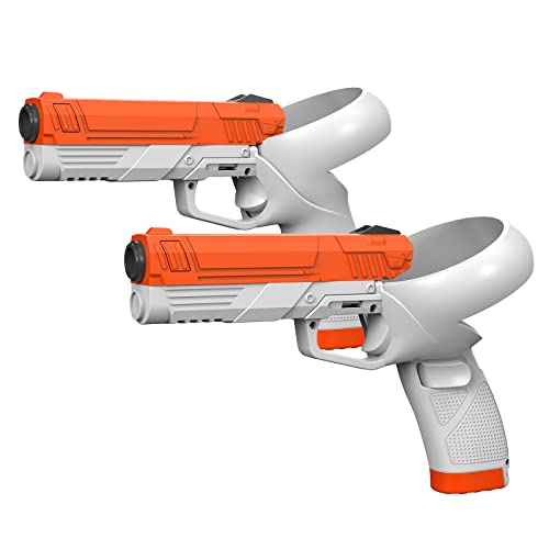 VirtualBuff Dual Gun Stock Attachment for Meta Oculus Quest 2 Controllers, Real-life Pistol Weight, VR Accessories to Enhance FPS Gaming Experiences