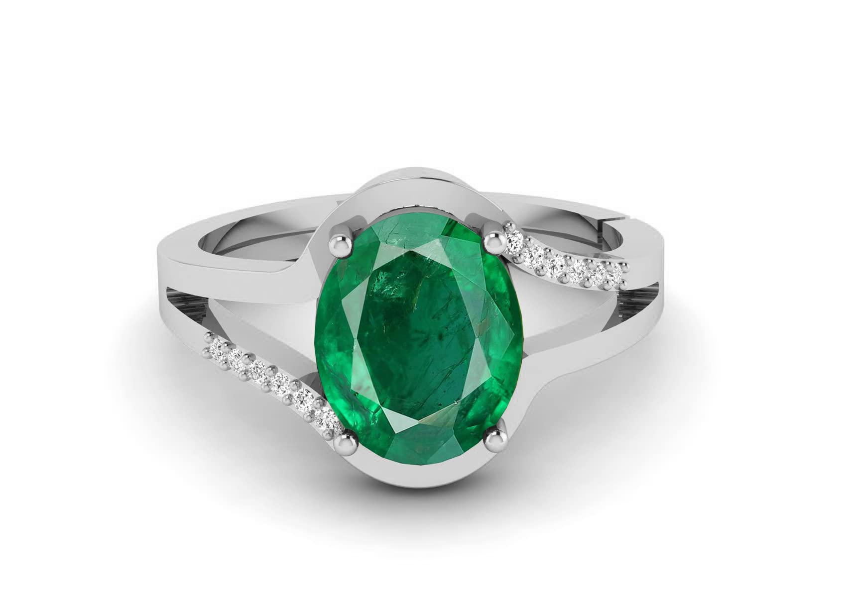 SirDaksh 10.25 Carat Natural Green Emerald Silver Ring