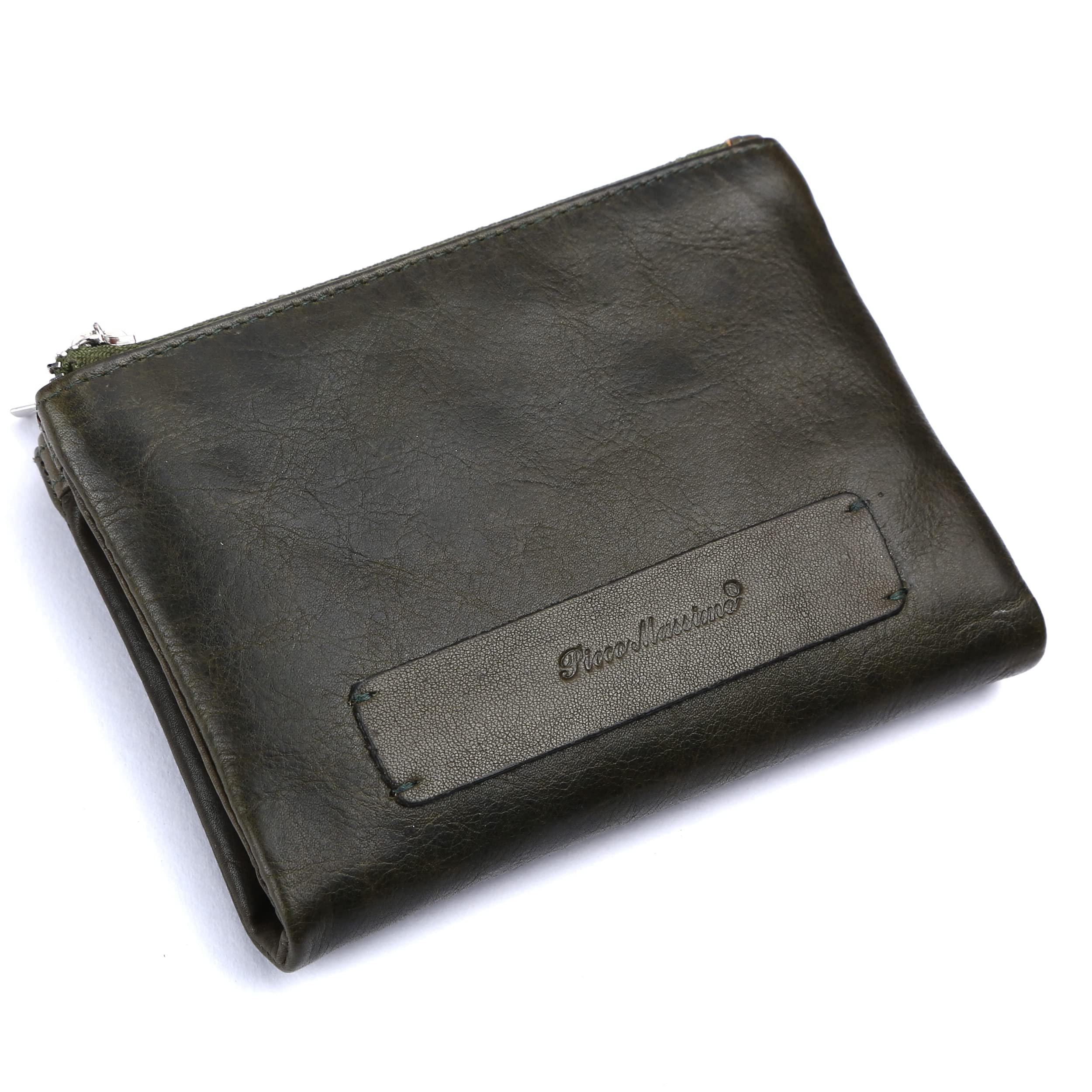 PICCO MASSIMO Genuine Leather women's Wallet | RFID blocking Leather wallet For women,Zipper Card Holder And Money Bi-Fold | Green Colour
