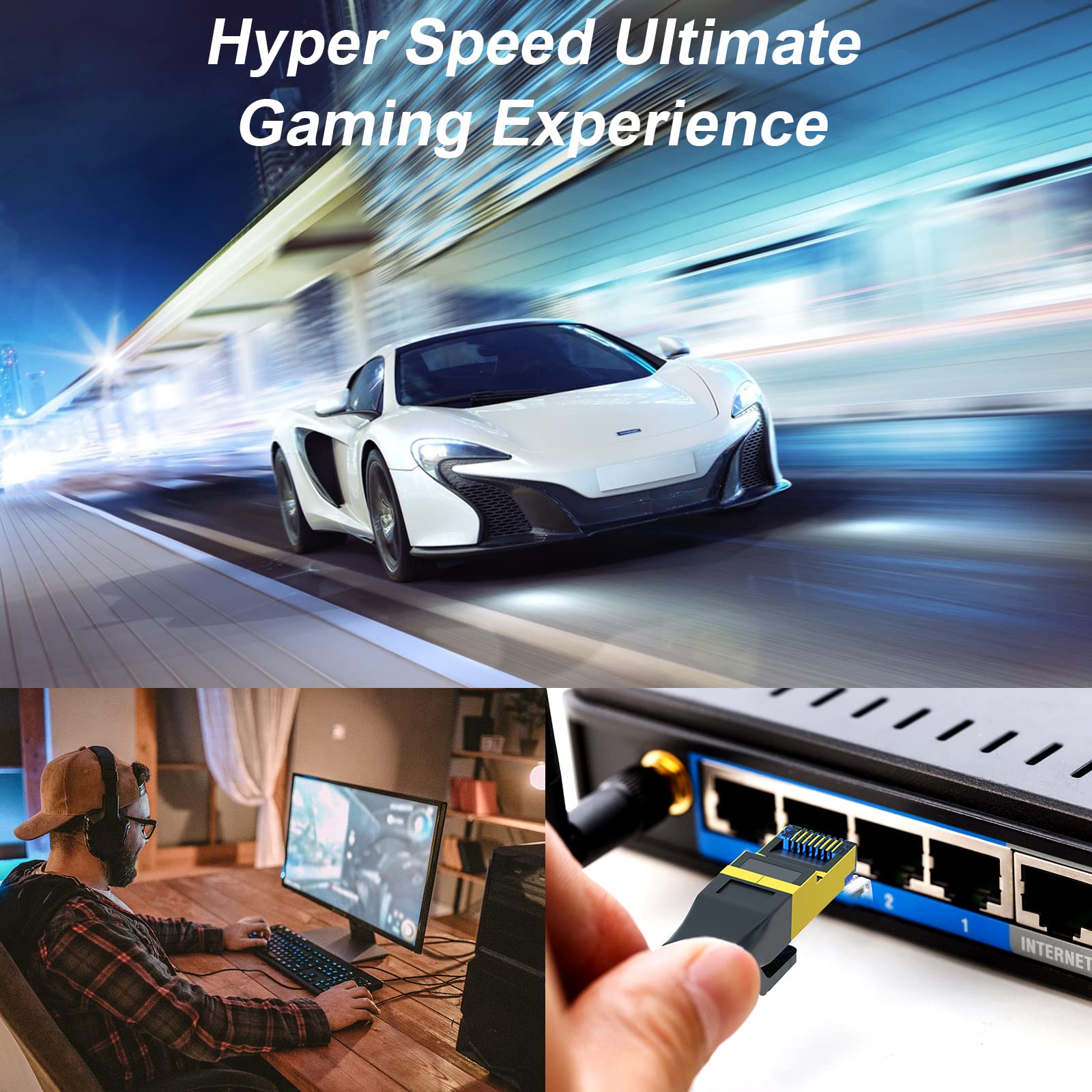 YSONG Cat 8 Ethernet Cable 6 FT, Outdoor&Indoor Nylon Woven High Speed Cat8 LAN Network Cable, SFTP RJ45 40Gbps 2000Mhz Ethernet Cable Patch Cord, for Modem/Router/Gaming,Supports Cat7/Cat6/Cat5
