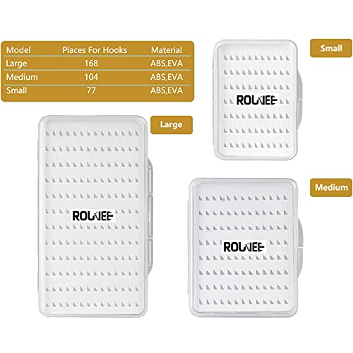 ROUVEE Super Slim Fly Fishing Lures Box,High-Capacity,Portable,Trout Flies Fly Box,Trout Lures Box (1*small size,1*medium size,1*large size)
