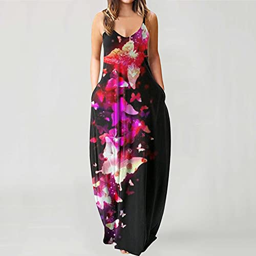 Tenworld Women Jean Skirts Denim Short Winter Print Summer O Neck Pullover Plus Size Sleeveless Flower Dresses Long Dress