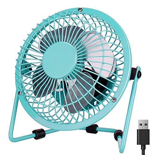 PEYOU Small USB Desk Fan, 4 Inch Mini Quiet Fan with Strong Airflow, 360° Rotation, Metal Construction, Personal Cooling Fan for Home Office (Pink)