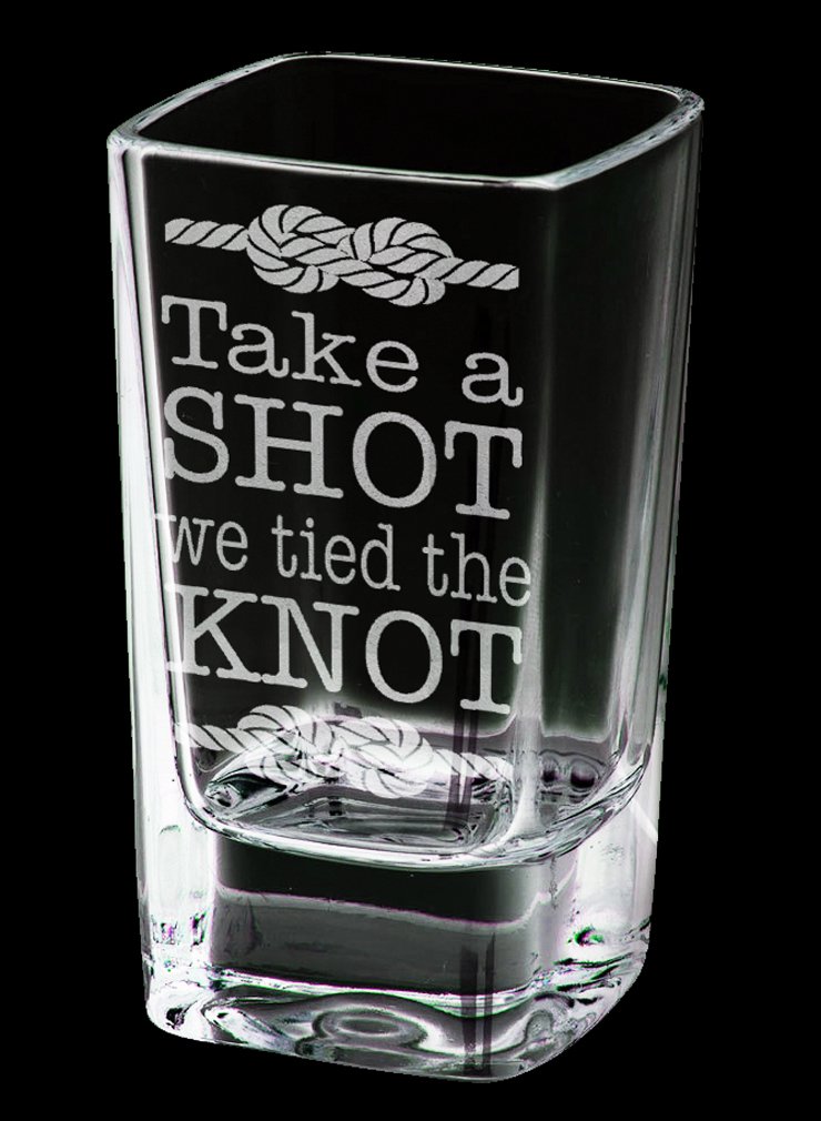Take a Shot we Tied the Knot Engraved Personalized front back Wedding Party Reception Favors Just Married for Bride Groom Engraved Groomsmen Gift