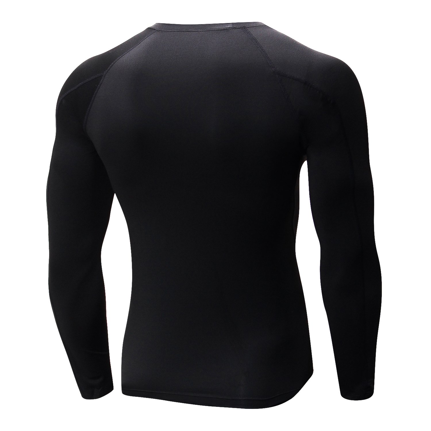 WRAGCFM Men's Long Sleeve Compression Shirts, Athletic Running T-Shirt Cool Dry Workout Base Layer Top(Black,L)