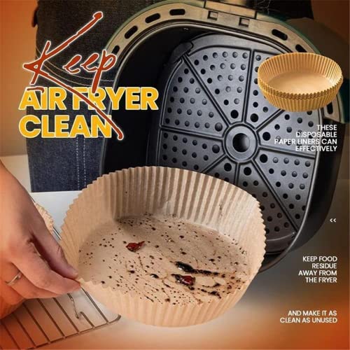 sxzqarw Air Fryer Disposable Paper Liner Non-Stick Liners Baking for Oil-proof Water-proof Food Grade Parchment Roasting (100pcs), Yellow (G-64A)