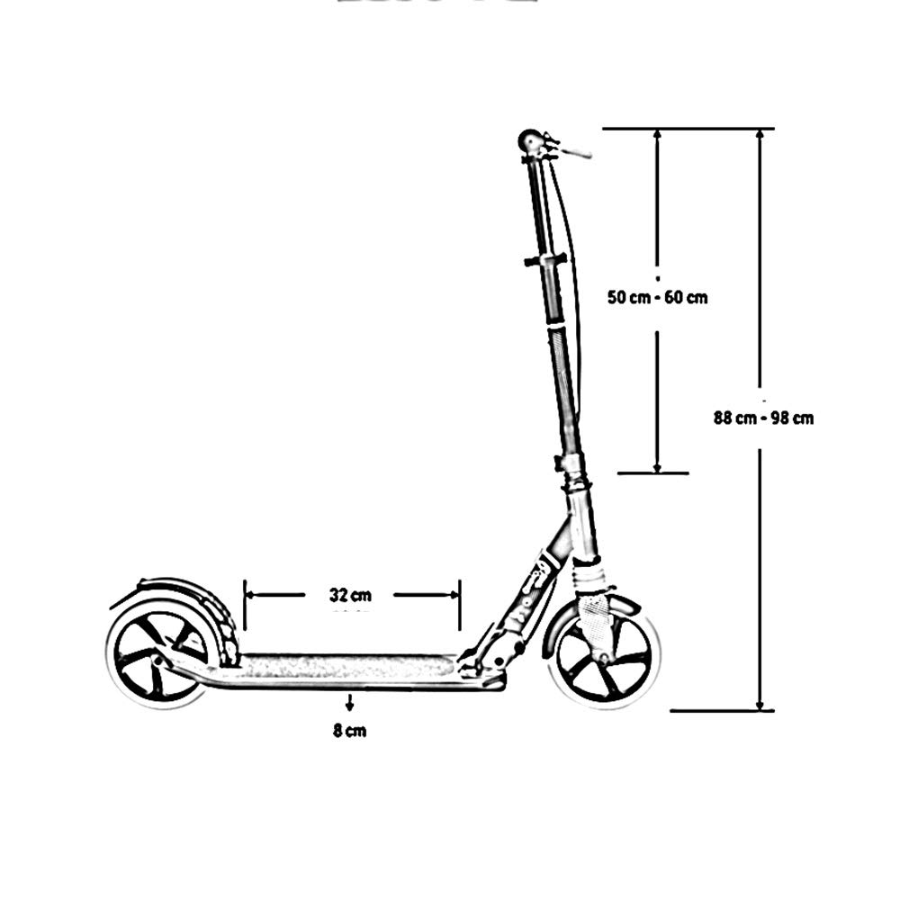 NAN Non-Electric Two-Wheeled Scooter, Double Brake System with Foot Support Scooter, PU Large Wheel Non-Slip Handle 100KG (Color : White)