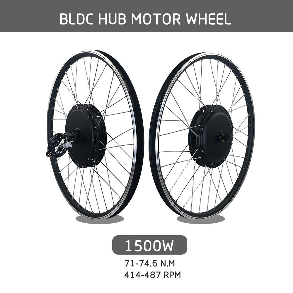 RICETOO 48V 1500W 20"/24"/26"/27.5"/28"/700C Front Wheel Electric Bicycle Conversion Motor Kit with Brushless Gear Hub Motor with KT-LCD3 Display. (48V 700C)