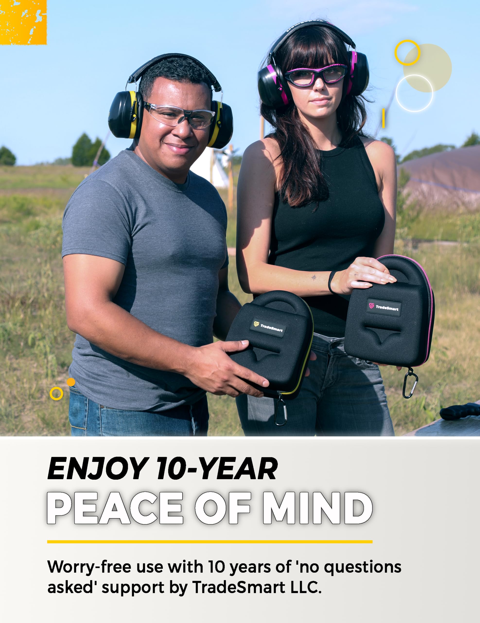 TradeSmart Gun Range Protection Duo Kit - Grey and Pink Shooting Eye and Ear Protection for Women and Men, U.S. Certified