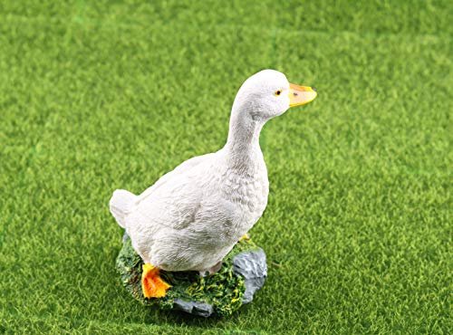 Rich Boxer Simulation Duck Figurine Resin Duck Decor Artificial Duck Model Duck Statue for Garden Pond Decoration Art Crafts Statues(White)
