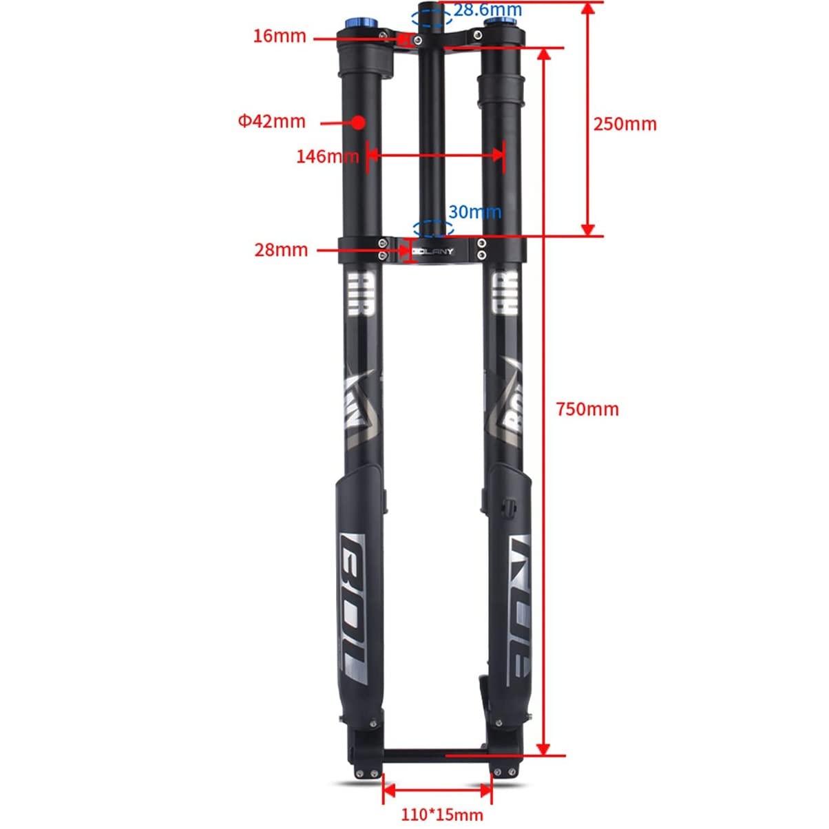 TISORT 26 27.5 29 MTB Bike Suspension Fork Double Shoulder Inverted Aluminum Alloy Thru-Axle Boost Spacing 15 * 110mm 1-1/8" Mountain Bikes Fork