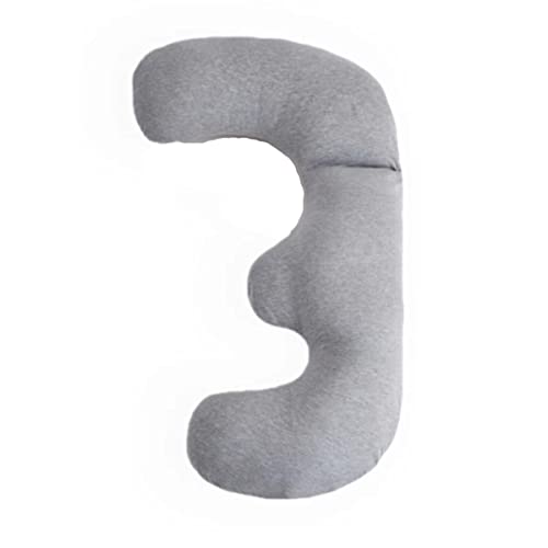 Yuantianwey J Shaped Pregnancy Pillow Maternity Body Pillow for Pregnancy,Pregnancy Pillows for Side Sleeping, Body Pillow with Jersey Cover for Head Neck Belly Support, Grey…