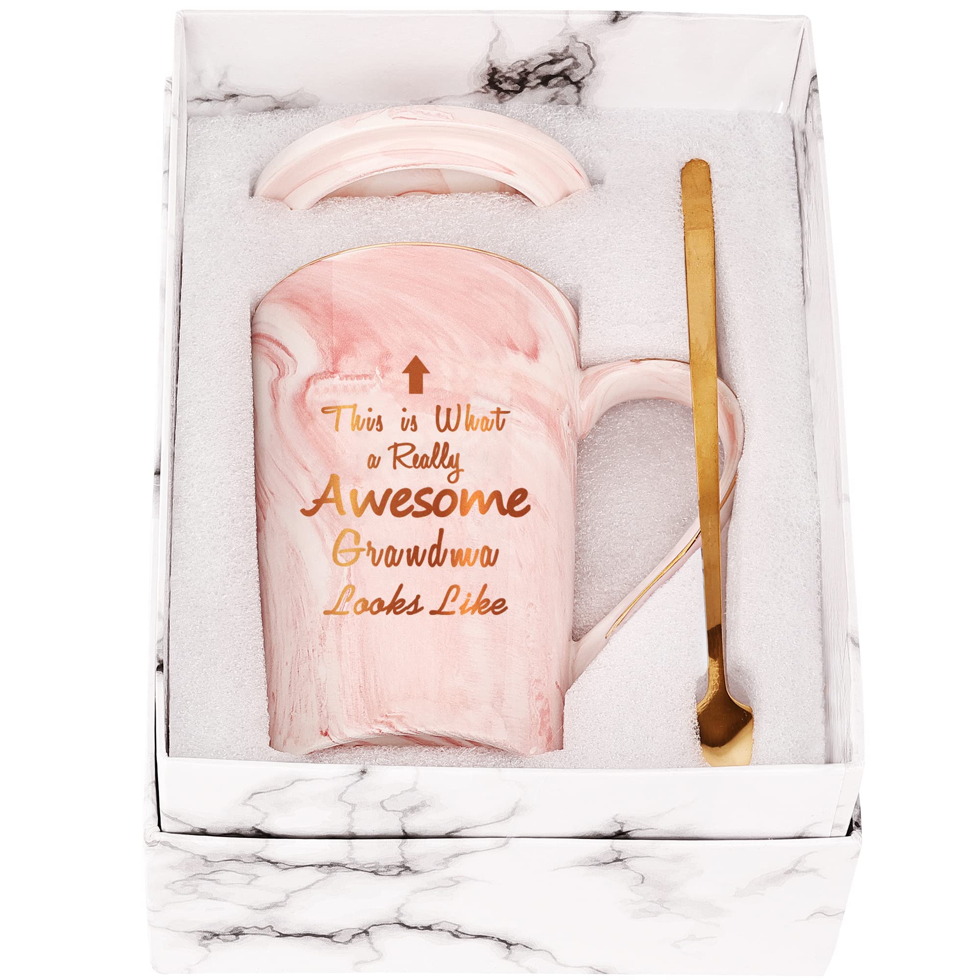 SHENDONG This Is What a Really Awesome Grandma Mug Gift for Grandma Grandma Gift for Mothers Day from Granddaughter Grandson Awesome Grandma Mug Birthday Gift for Grandma 14 Ounce Gift Box Pink