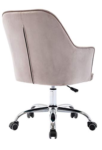 Office Chair, Height Adjustable Retro Swivel Rolling Wheels Leisure Computer Chair with Metal Base, Vanity Chair, Accent Chair for Home Office (Beige)