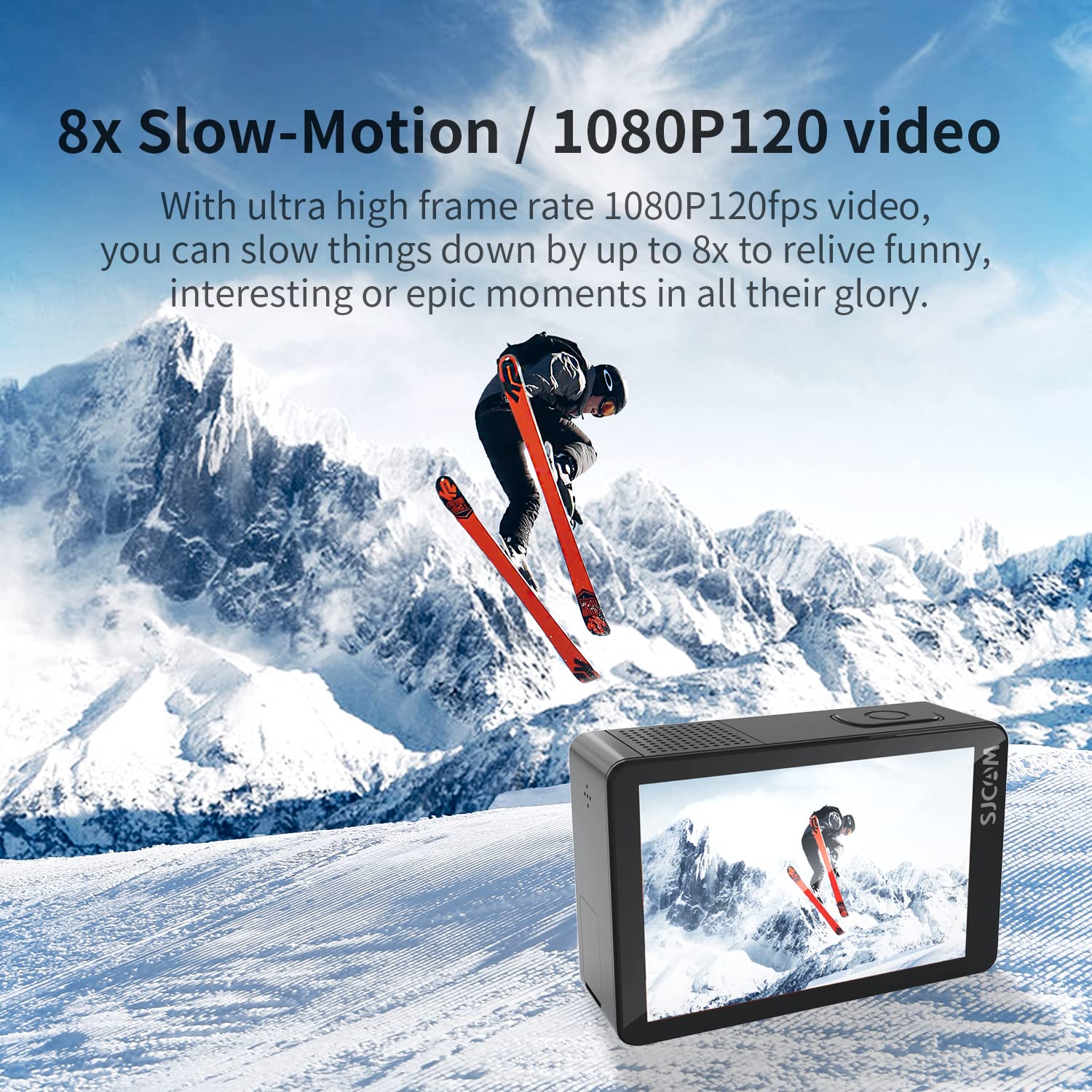 SJCAM SJ8K 4K 30FPS WiFi Action Camera with Touch Screen - Underwater Camera 30M - 8X Zoom Waterproof Sport Vlog Cam Support 2.4/5G Remote Control Live Stream EIS Stabilizer with Helmet Mounting Kits