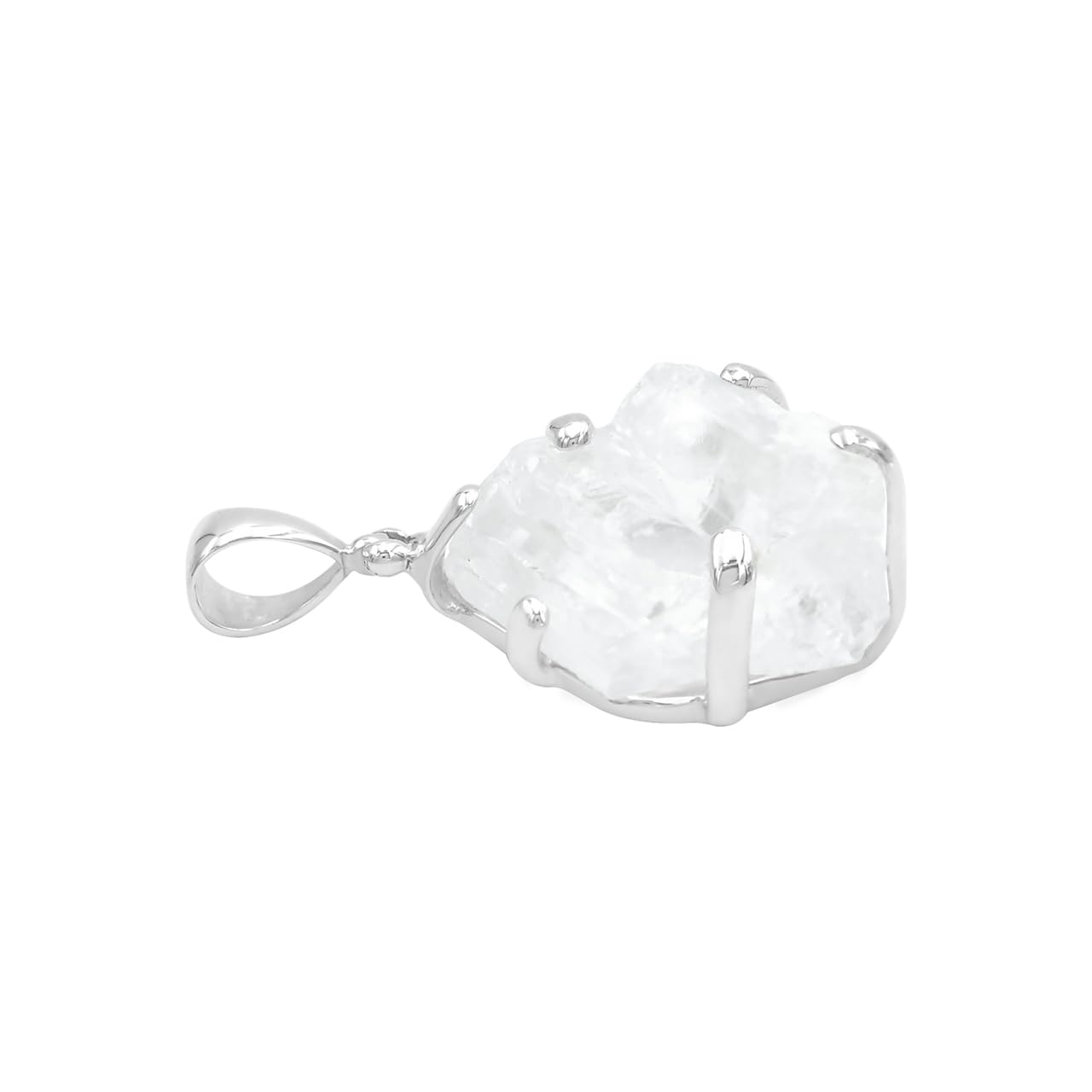 Starborn Petalite Crystal Raw Stone Pendant in Fine Sterling Silver