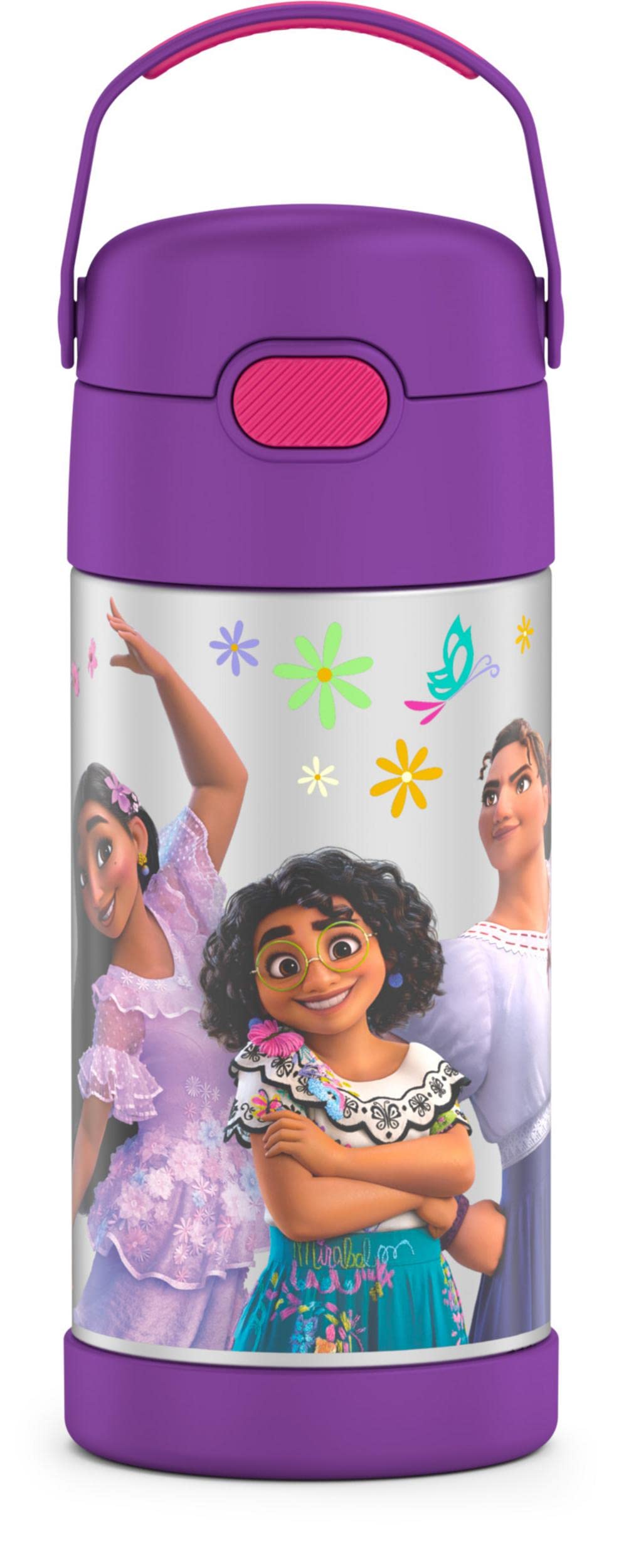 THERMOS FUNTAINER 12 Ounce Stainless Steel Vacuum Insulated Kids Straw Water Bottles | Encanto and Spider-Man