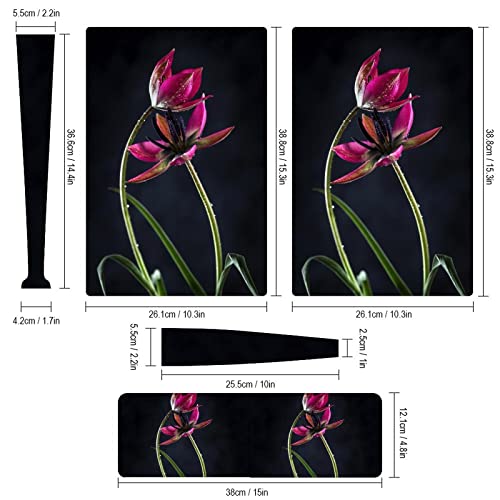 Two Tulips with Dew Drops on Dark Full Protective Skin Cover Design Wrap Decal Sticker Compatible with PS5 Digital Edition Console and Controller