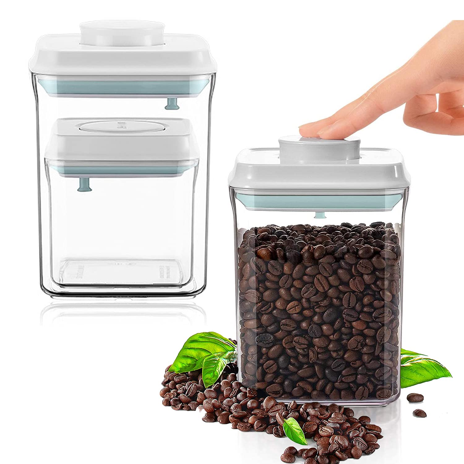 Vivostore Airtight Food Storage Containers with Airtight Lids Set - 2 PC Set 1.5 QT&0.5QT - BPA Free - Push to Open Design 100percent Leakproof Plastic Storage Containers. 500ML 1500ML