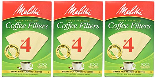 Melitta Cone Coffee Filters, Natural Brown #4, 300 Count (Pack Of 3)