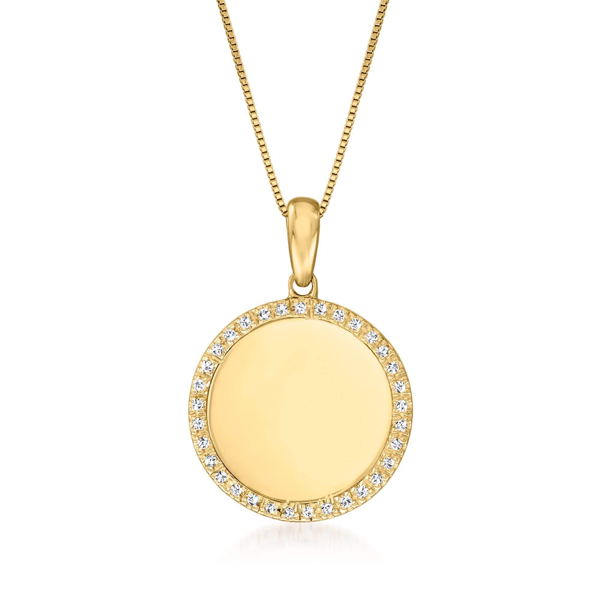Ross-Simons Single-Initial - .10 ct. t.w. Diamond Pendant Necklace in 14kt Yellow Gold. 18 inches