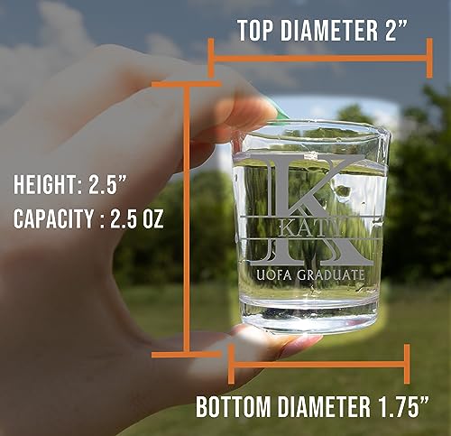 Personalized Etched 2.5oz 1pk Shot Glass – Customized Monogram Name, Custom Gifts Men Women, Groomsmen, Engraved Wedding Birthday Anniversary Retirement Gift Ideas Him Her, Party Favors, Halpert