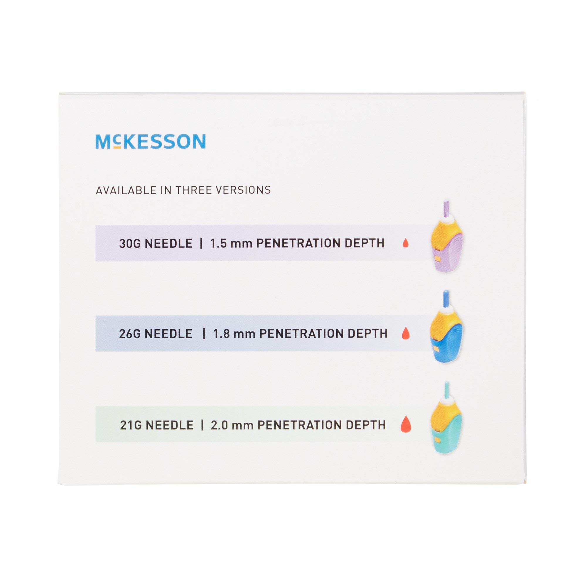 McKesson Safety Lancet, Retractable, Pressure-Activated Finger Device, Sterile - Ideal for Blood Testing - Single Use, 26 Gauge, 1.8mm Depth, 100 Count, 1 Pack