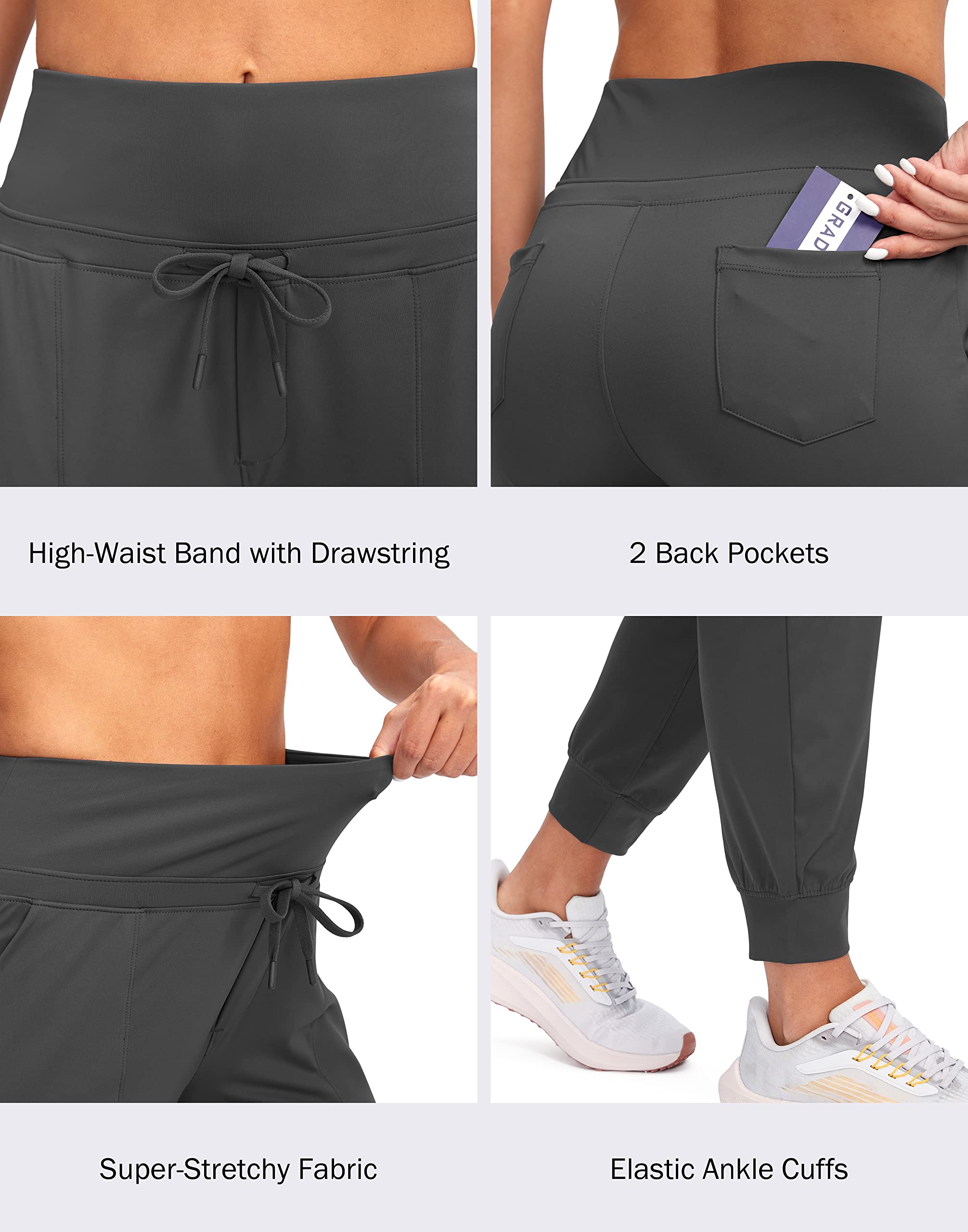 Women's Joggers High Waisted Athletic Sweatpants with Zipper Pockets Tapered Workout Lounge Pants for Women(Dark Grey, S)