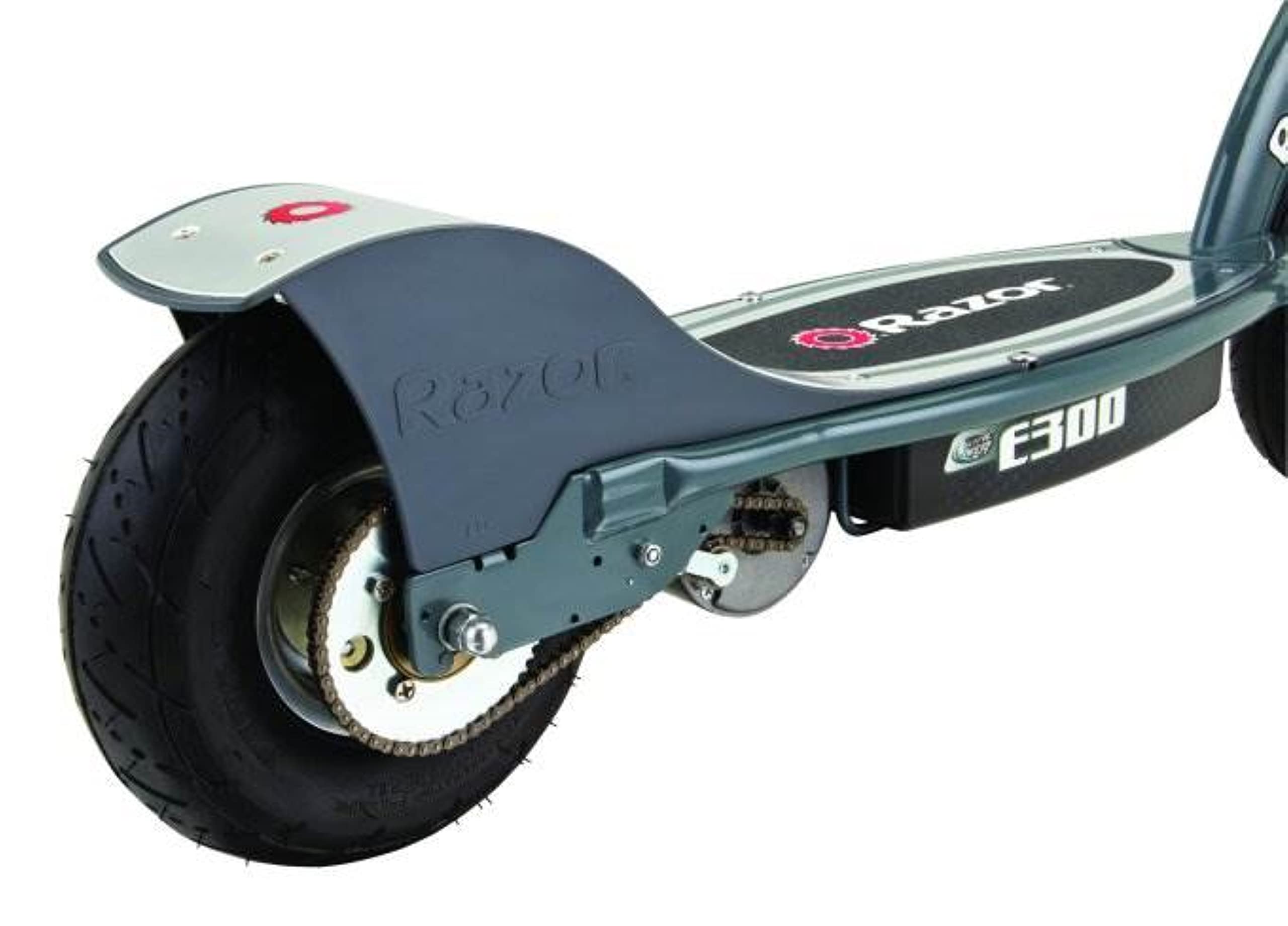 Razor E300 Electric 24 Volt Motorized Rechargeable Scooter with Acceleration Control and Front Brake, Gray with Sport Safety Helmet, Black