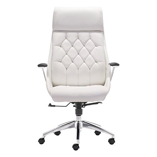 MAKLAINE Modern Faux Leather 49''H x 28.7''W x 29''D White Office Chair