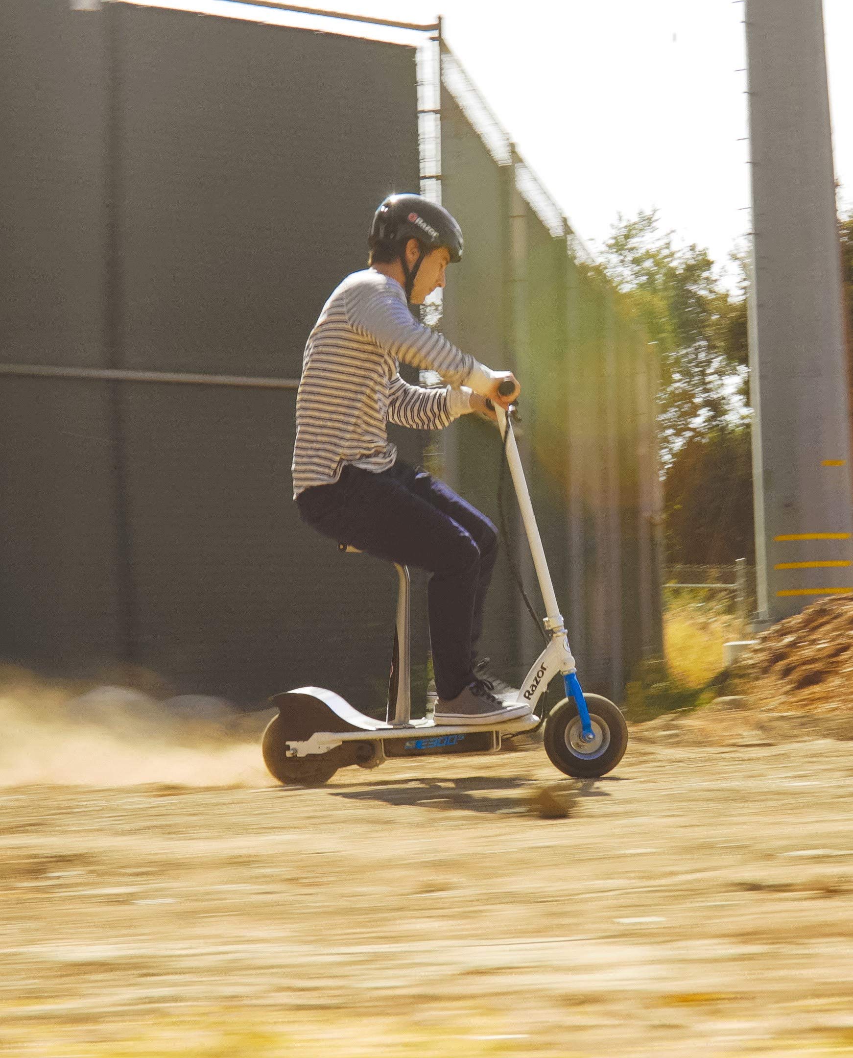 Razor E300S Seated Electric Scooter - 9" Air-Filled Tires, Removable Seat, Up to 15 mph and 10 Miles Range