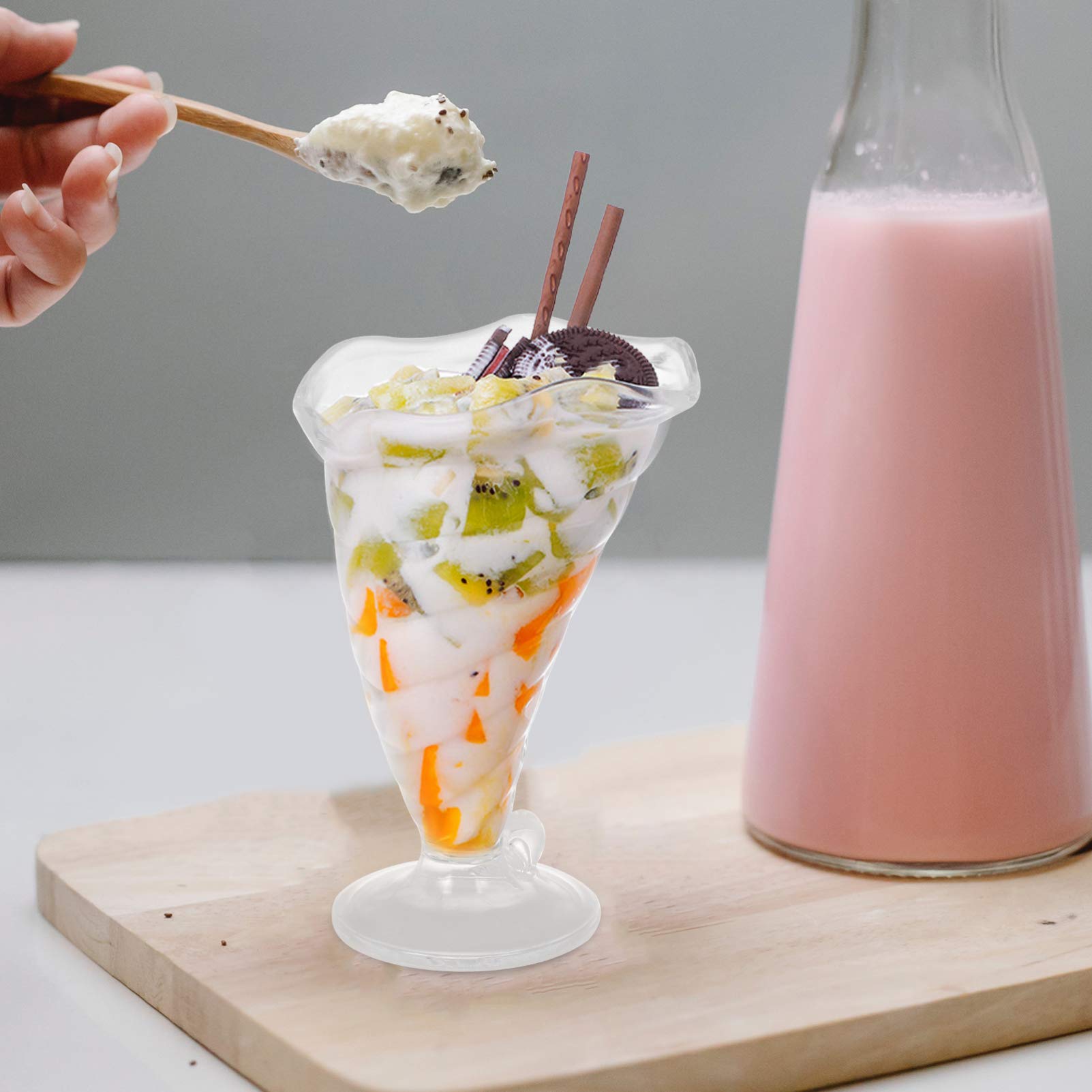 TOYANDONA Clear Container Footed Dessert Cup Crystal Tall Ice Cream Cup Clear Custard Cup Decorative Trifle Bowl for Parfait Sundae Fruit Snack Cocktail Condiment Serveware 340ml Clear Tumbler