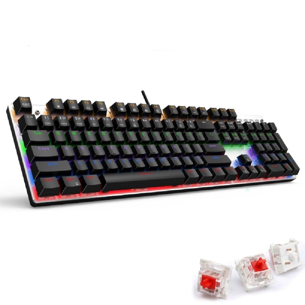 Yuisle 104-Key Gaming Mechanical Keyboards RGB Backlit USB Wired PC Gamer Keypad Blue/Black/Red Axis Waterproof 104-Key