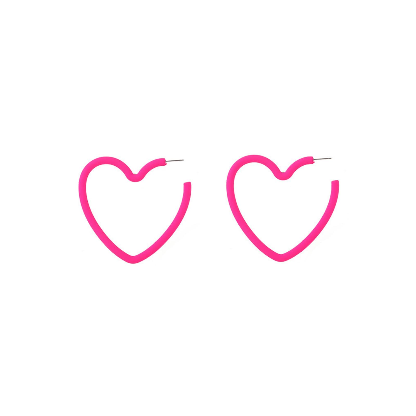 Star Heart Hoop Earings 80s Classic Big Hoop Earrings Retro Neon Geometric Earrings Fluorescence Party Accessories for Women-Heart Pink