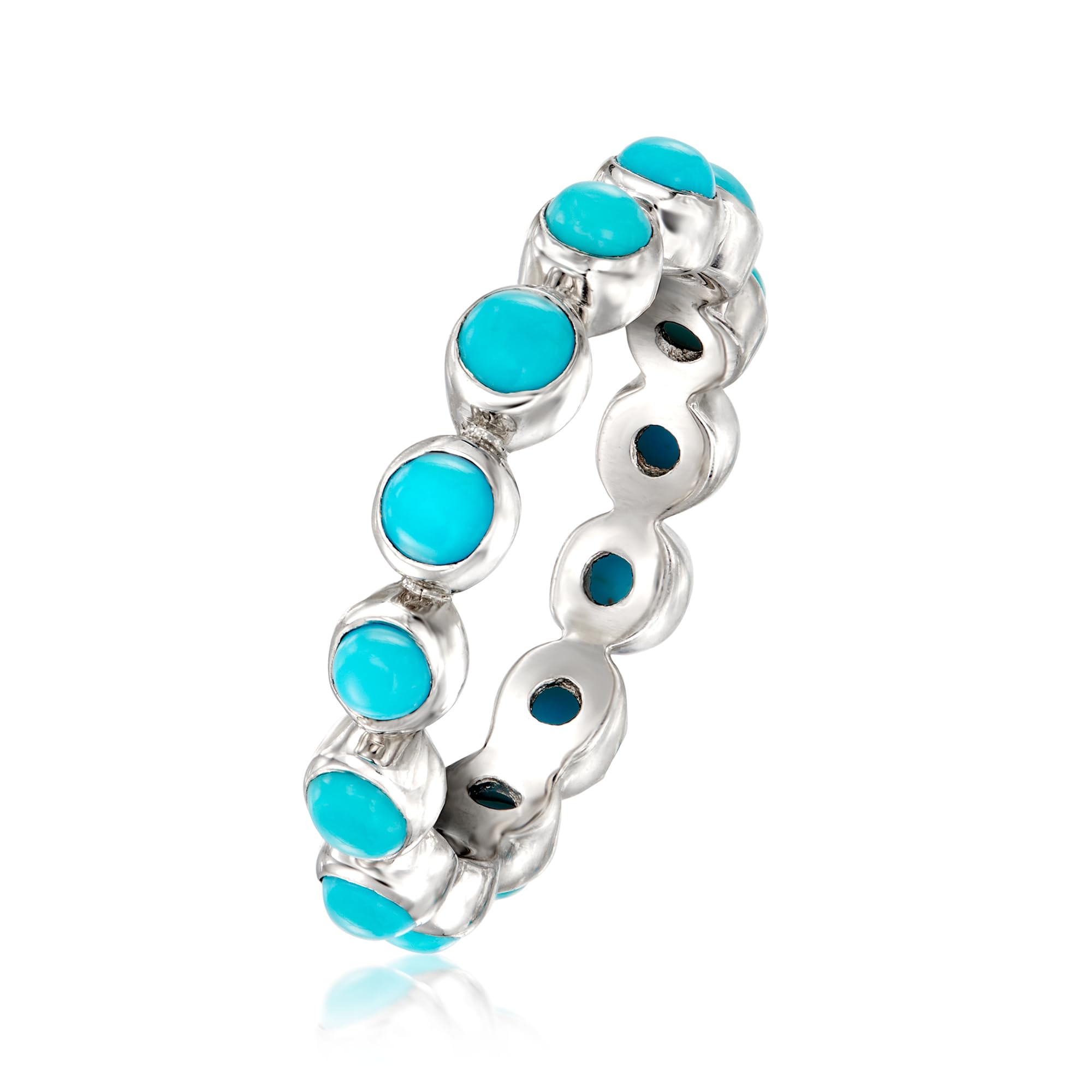 Ross-Simons Turquoise Eternity Band in Sterling Silver. Size 7