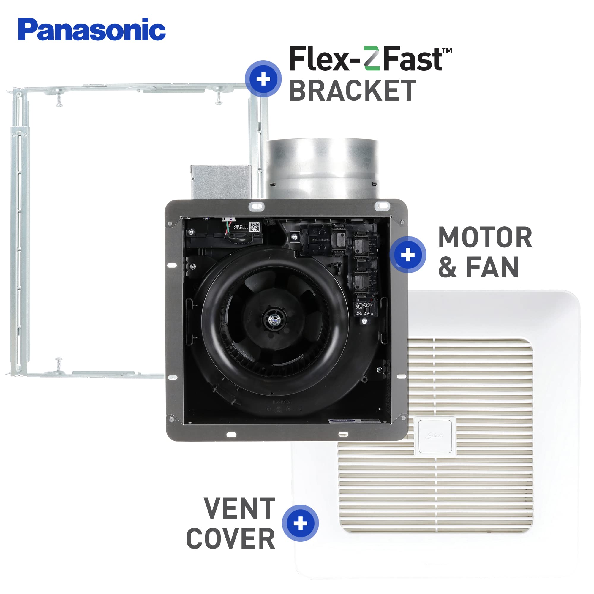 Panasonic FV-1115VK2 WhisperGreen Select Ventilation Fan - 110-130-150 CFM - Quiet Bathroom Fan
