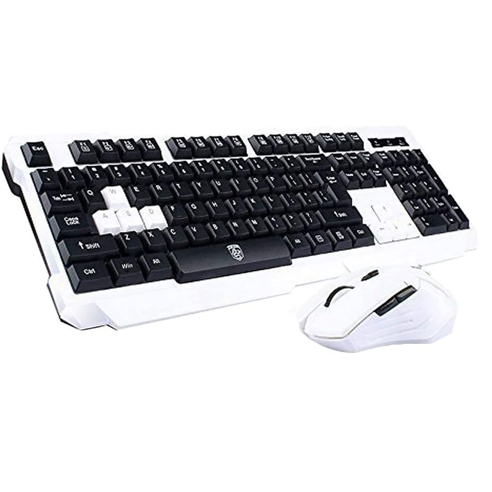 Wireless Keyboard and Mouse Combo, 2.4GHz Cordless USB Computer Keyboard Ergonomic Multimedia and Wireless Optical Mice Set for Home Office Study Gaming Use (White)