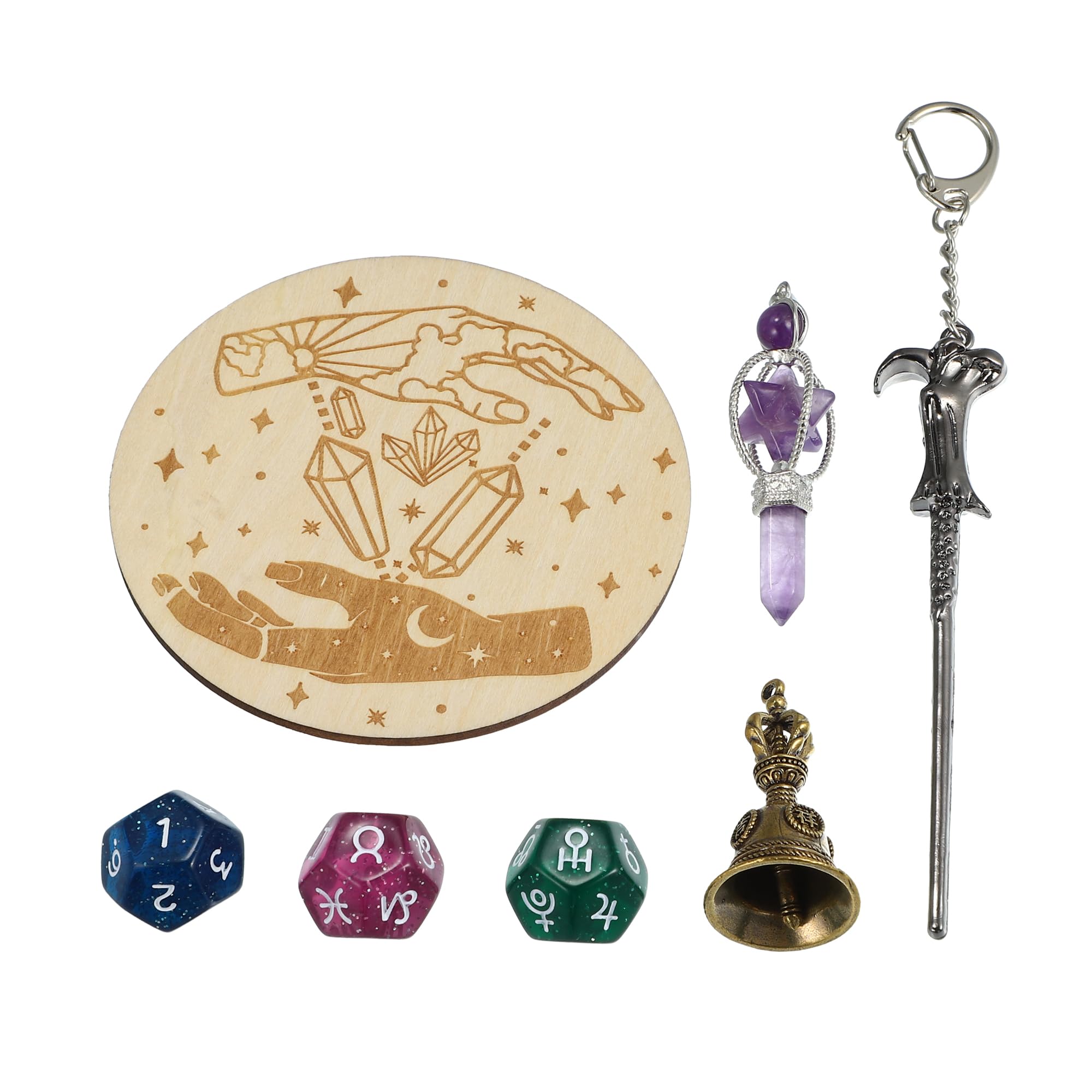VOCOSTE Faux Crystal Stone Set for Stress Relax, Pendant, Scepter, Bell, Dice and Pendulum Board, Women's Accessories, Multicolor