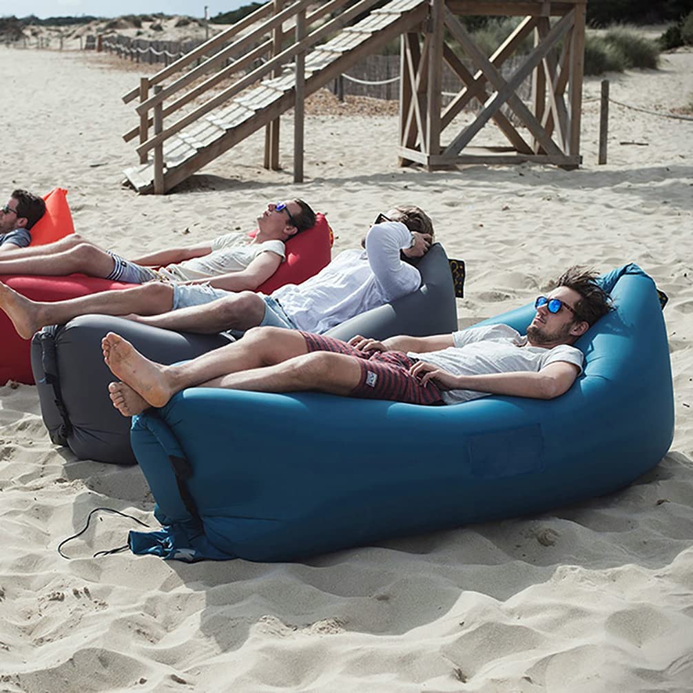 Portable Inflatable Lounger Air Sofa Couch, Anti- Air Leaking Beach Lounger for Camping Picnics Hiking Beach Music (Black)