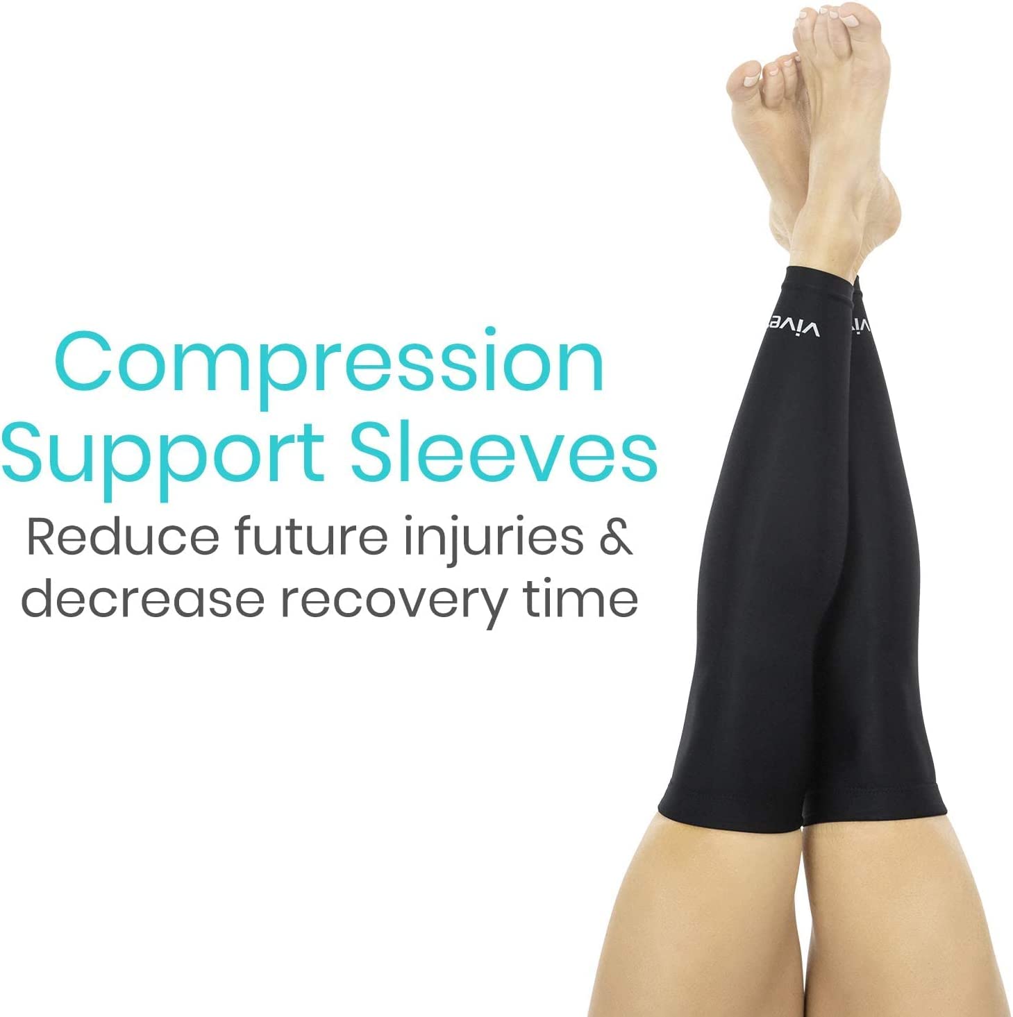 Vive Leg Sleeves (Pair) - Full Compression Knee Wraps, Thigh Calf Support For Running, Basketball, Weight Lifting Sports - Knee Wrap Improves Circulation - Men and Women