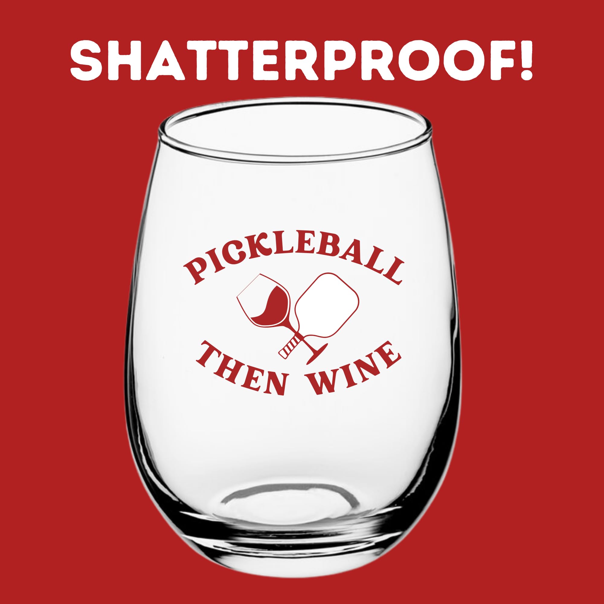 Needzo Pickleball then Wine Unbreakable Plastic Stemless Glasses, Reusable and Shatterproof, 16 Ounces Each (Pack 2)