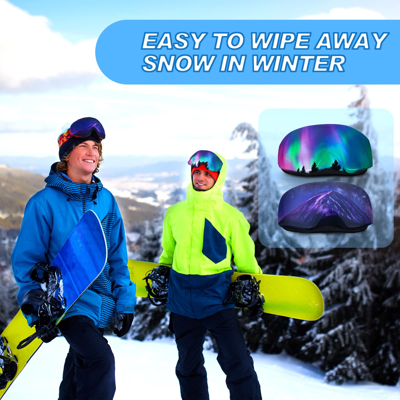 TOODOO 2 Pieces Microfiber Protective Ski Goggle Cover Ski Goggle Cover Protectors for Snow Ski Goggles (Snow Mountain)