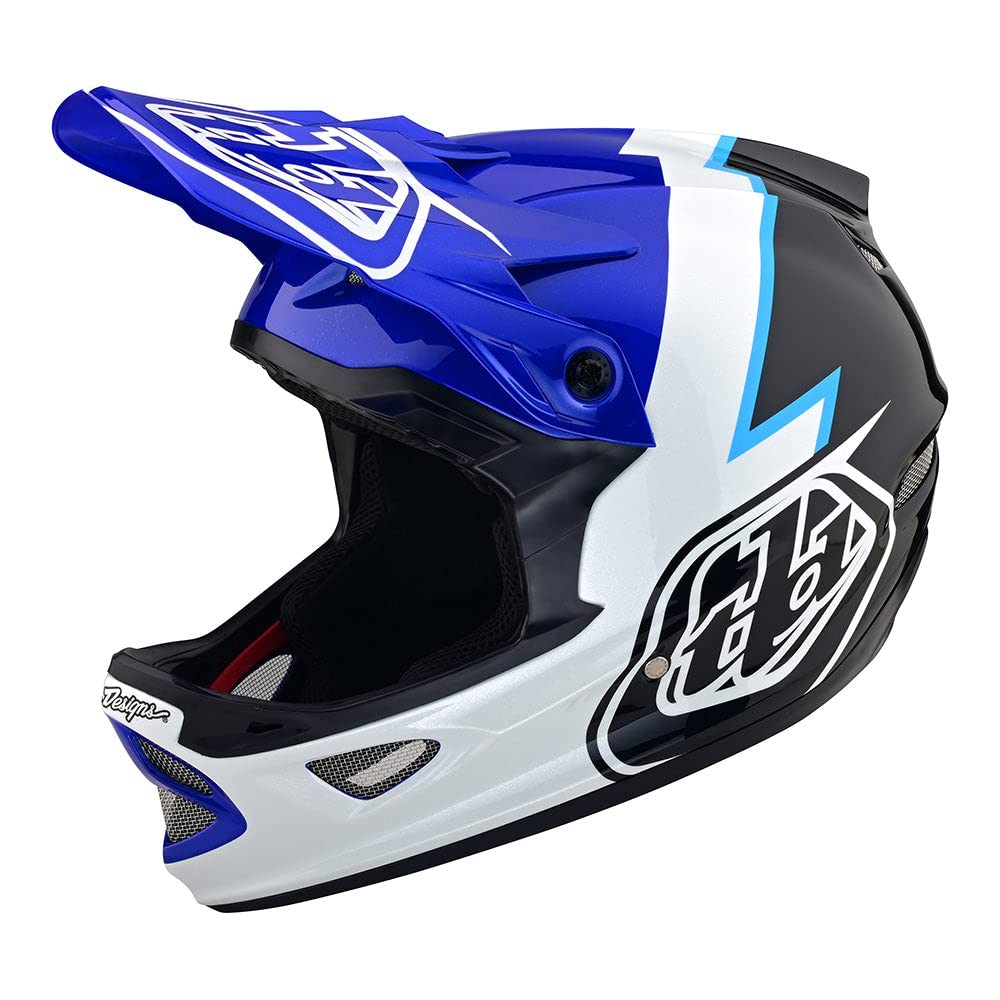 Troy Lee Designs Downhill D3 Fiberlite Volt Full Face Bicycle Helmet for Max Ventilation Lightweight MIPS EPP EPS Racing Downhill BMX MTB DH - Adult Mens Womens Unisex (Blue, SM)