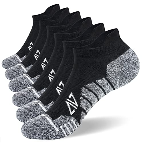 SIXDAYSIX Womens Ankle Socks 6 Pairs Black Low Cut Athletic Running Sock 10-13