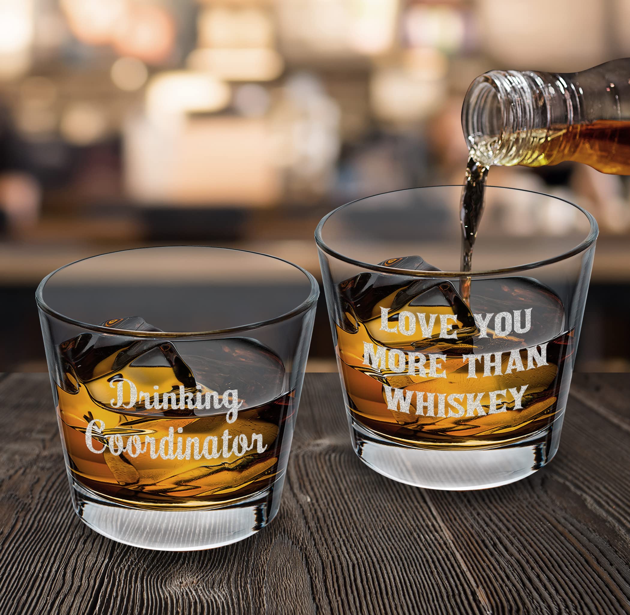TEEAMORE Personalized Rocks Old Fashioned Cocktail Glass Add Your Text Etched Whiskey Glasses Gift Customization 9oz
