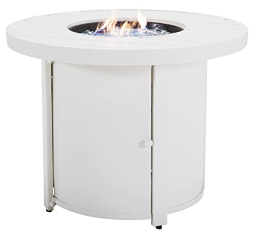Signature Design by Ashley Outdoor Sundown Treasure Round Fire Pit Table, White