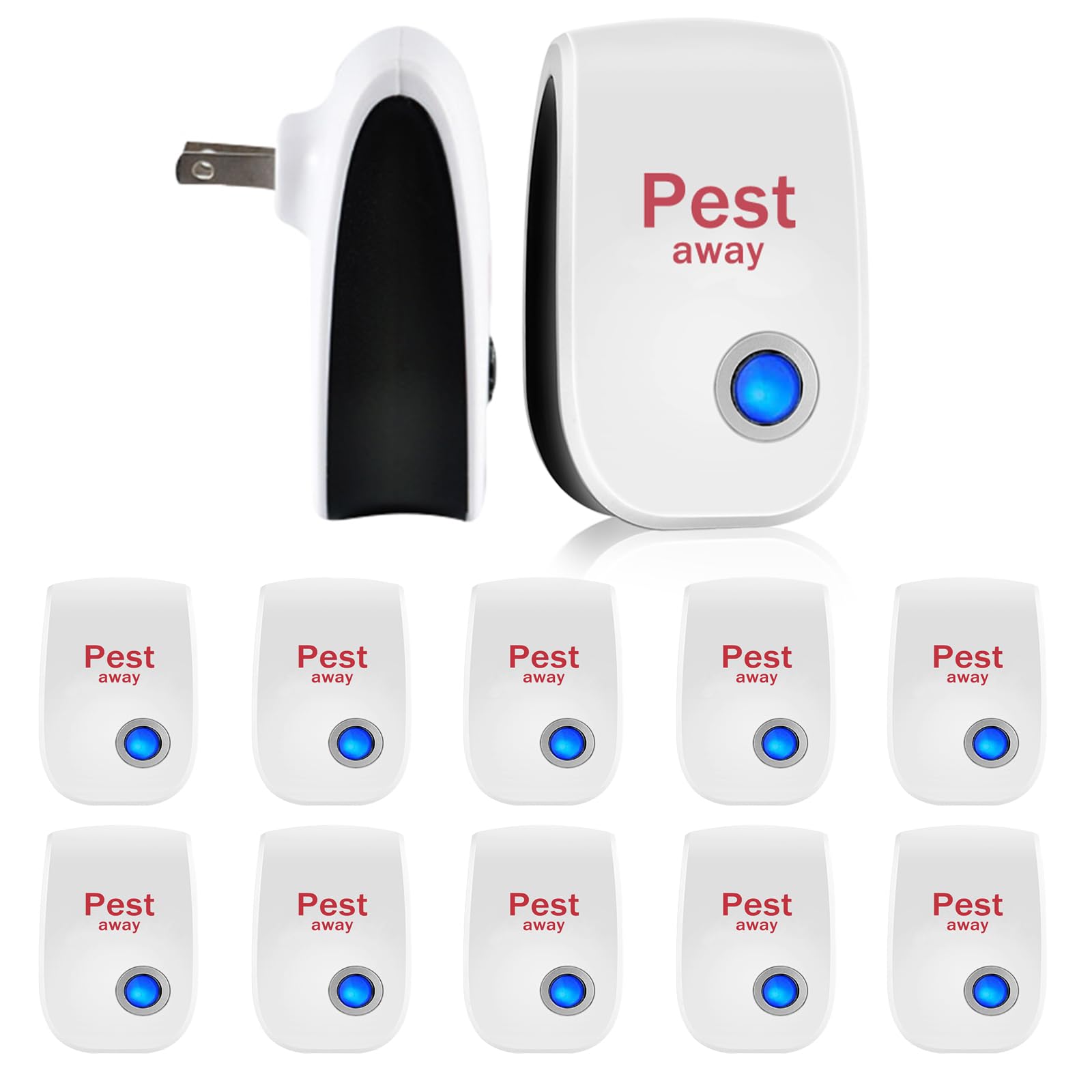 Ultrasonic Bug Repeller 10 Pack Electronic Pest Repellent Plug in Pest Control Spider Repellent for House Mouse Repellent Indoor Ultrasonic Repellent for Roach,Ant,Spider,Rodent