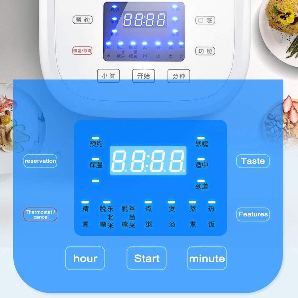 LMMDDP Rice Cooker and Warmer Rice Cooker Digital Multi 5L Slow Cooker Steamer Programmable Sauté Yogurt Maker Stewpot with 24 Hours Delay Timer