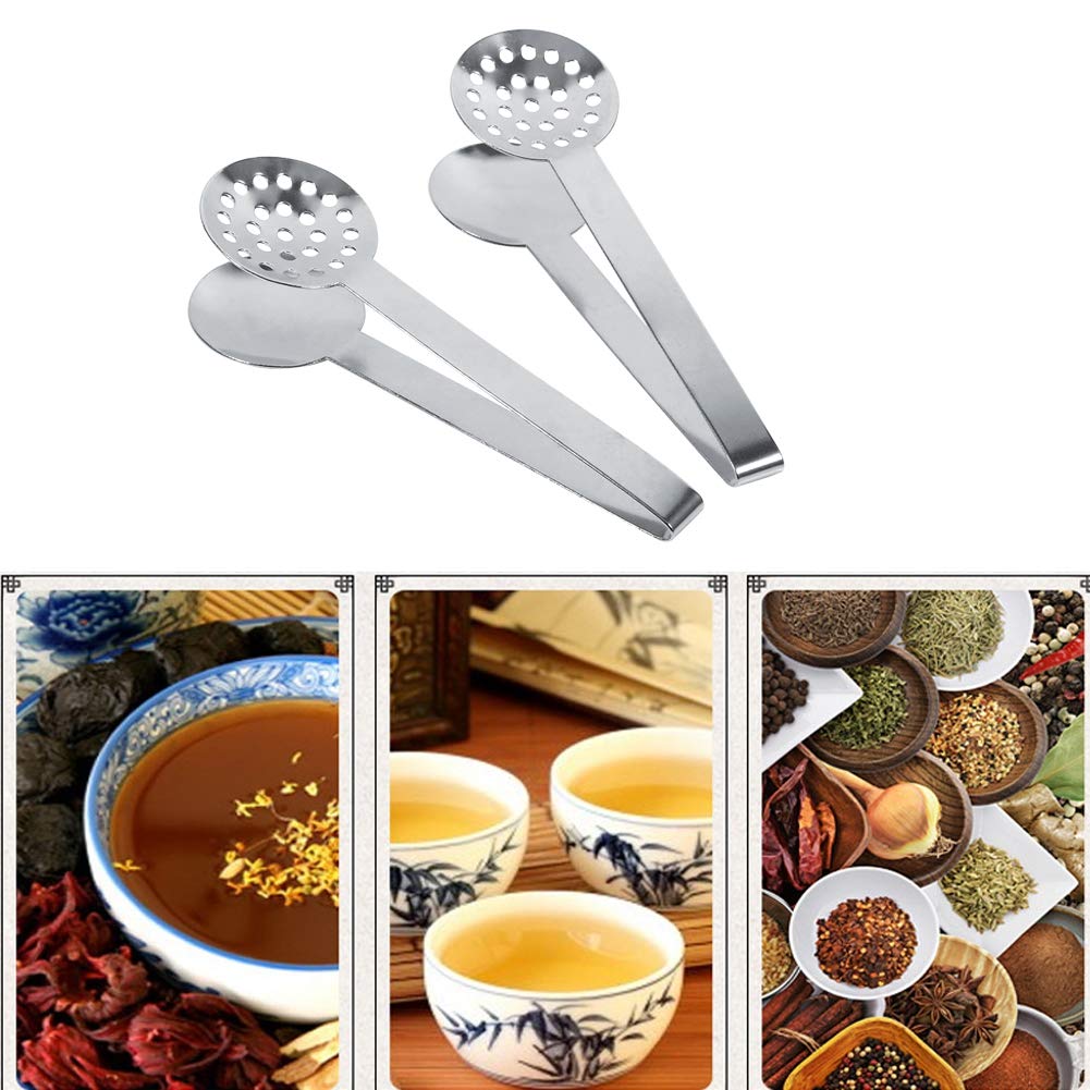 TraderPlus 2 Pack Stainless Steel Tea Bag Squeezer Tongs Strainer Grip