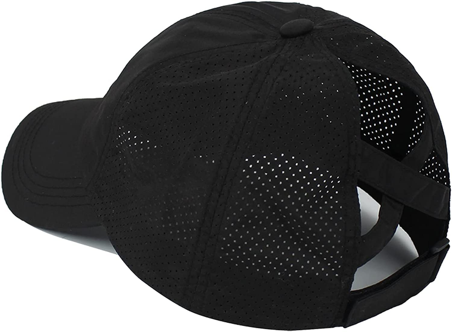YAGOLD Womens Criss Cross Ponytail Baseball Cap Adjustable High Messy Bun Ponycap Hats Quick Drying Mesh Dad Hat for Outdoor Sports Travel Black